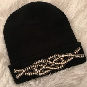 AKIRA | Accessories | Black Beanie With Rhinestones | Poshmark